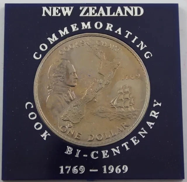 NEW ZEALAND 1969 Dollar Commemorating Cook Bi-centenary 1769-1969 $10. ...