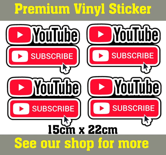 4 X YOUTUBE Logo Aufkleber Sticker Vinyl Auto Fenster YT Social Media ...