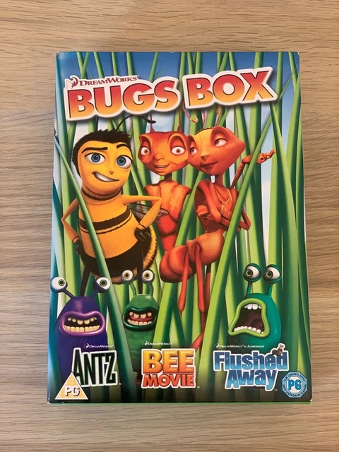 BUGS BOX DVD set containing Antz (PG), Bee Movie (U), Flushed Away (U ...