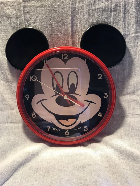 VINTAGE DISNEY MICKEY Mouse Lorus Quartz Wall Clock Red With Ears $11. ...