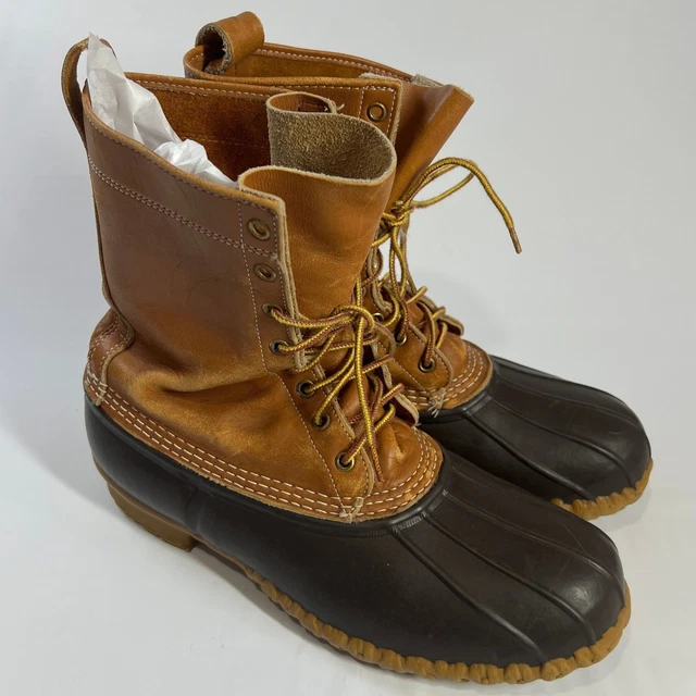 VINTAGE L.L. BEAN Bean Boots Duck Boots Mens 11 Brown Leather Rubber ...