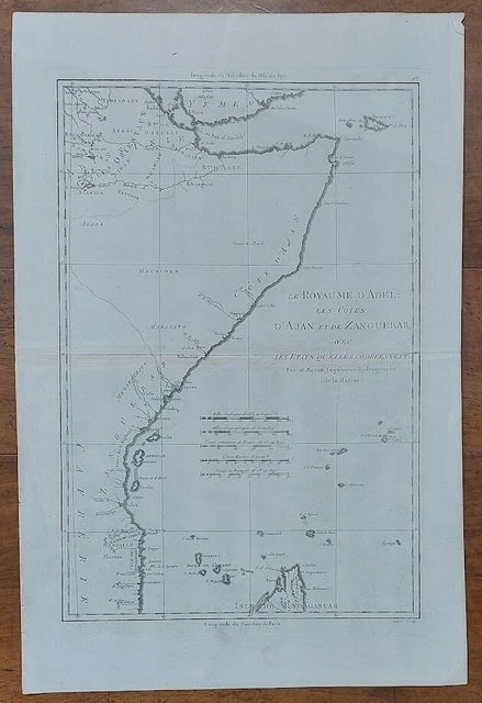 ANTIQUE 18TH CENTURY Africa Map Zanzibar Sultanate Adal Ajuran Coast C ...