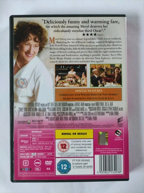 JULIE AND JULIA DVD 🌀Comedy (2010) Meryl Streep VGC £2.55 - PicClick UK