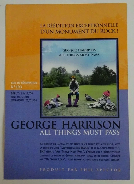 GEORGE HARRISON : All Things Must Pass - A4 French Plan Promo / Sheet ...