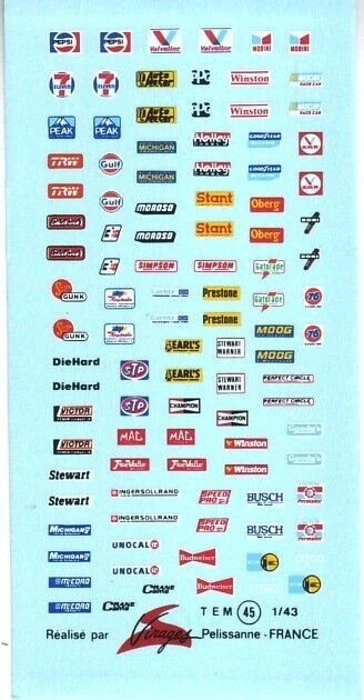 DECALS DECALCOMANIE NASCAR 1/43 EUR 8,00 - PicClick FR