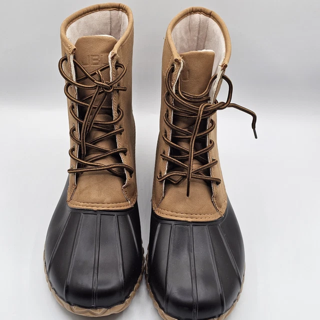JBU MAINE WATERPROOF Men’s 13M Tan Black Duck Boots Faux Fur Lined ...