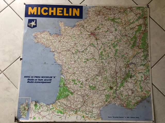 ANCIENNE GRANDE CARTE De France Publicitaire En Tole Michelin N 989 ...
