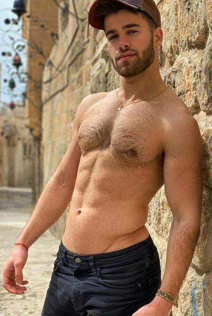 SHIRTLESS MALE MUSCULAR Beefcake Handsome Hairy Chest Beard Hunk PHOTO ...