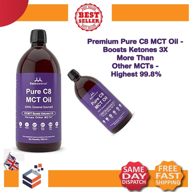 PURE C8 MCT Oil Boosts Ketones 3 x MCTS Natural Nutrition - Free Shiping £50.08 - PicClick UK