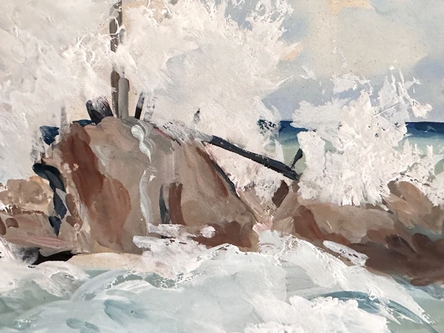 OLD ORAN CANASTEL Orientalist Drawing The Beach WAVE CHARLES DE GASTYNE ...