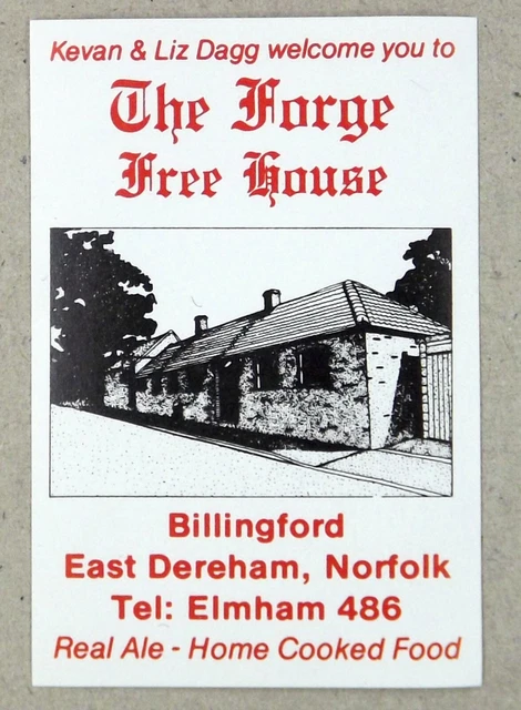 MATCHBOX LABEL PUB Inn The Forge Billingford East Dereham Norfolk MM411 ...