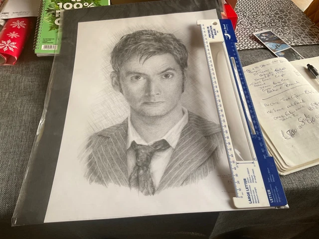 DOCTOR WHO DAVID Tennant large size pencil sketch drawing. Still sealed ...