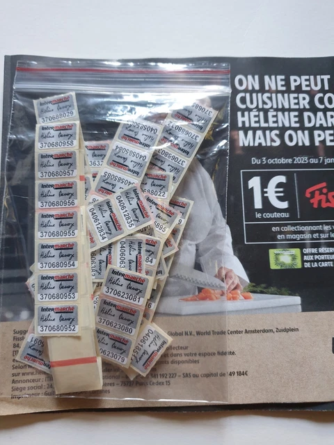 90 VIGNETTES FISSLER Intermarché, vignette pour couteaux Intermarché ...