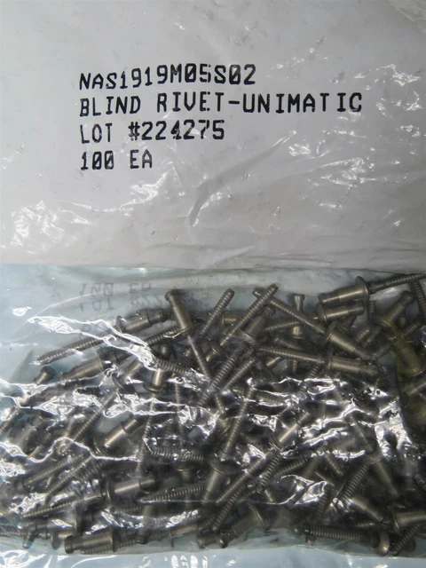 (100) NAS1919M05S02 HUCK-UNIMATIC Blind Monel Rivet avion aérospatial ...