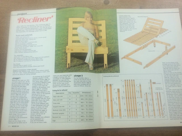 VINTAGE 1978 KNOW How Magazine How to make a Wooden Garden Recliner ...