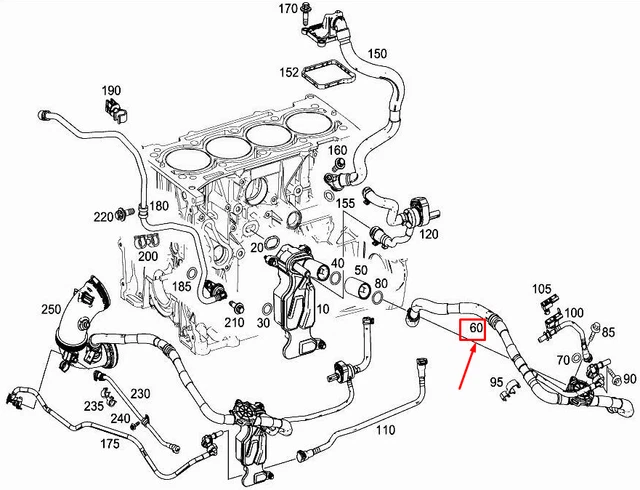 MERCEDES-BENZ GLC X253 Crankcase Vent Line A2740183701 NEW GENUINE £85. ...