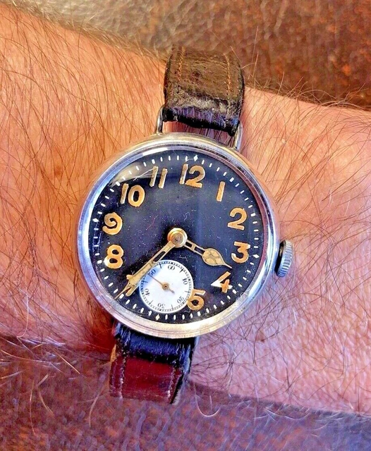 1916 WW1 FONTAINEMELON Silver Pilots Military Watch Dial Borgel Mallory ...