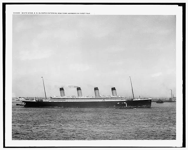 WHITE STAR LINE SS Olympic entering New York Harbor on c1900 OLD PHOTO ...