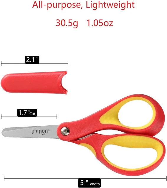 3 PACK 5” Kids Scissors, Left/Right Handed Blunt Stainless Safety ...