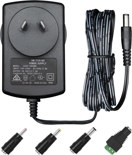 24V 1A/1000MA 1.8M Long Power Supply Adapter, AC 100-240V to DC 24V 1A ...