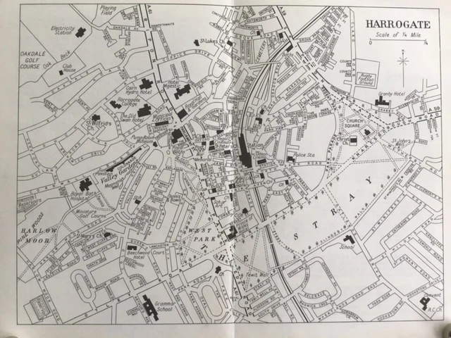 HARROGATE 1970S VINTAGE Street Map Yorkshire England Bartholomew Road ...