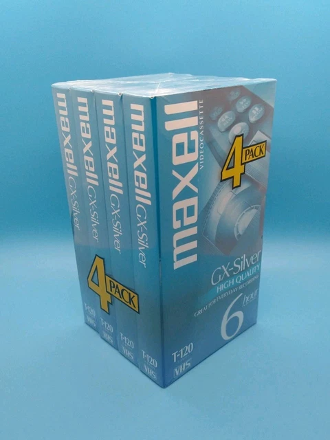 MAXELL VHS VIDEO Cassette 6 Hour Standard Grade 4 Pack T-120 Blank ...
