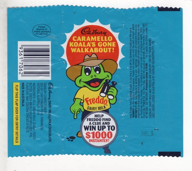 CADBURY AUSTRALIA CARAMELLO Koala Walkabout Wrapper Sydney (blue) $6.99 ...