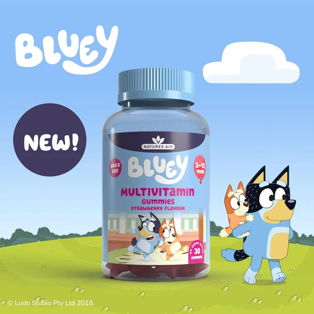 BLUEY KIDS MULTIVITAMIN Gummies, 14 Vitamins, Vegan, Gluten-Free – 30 ...