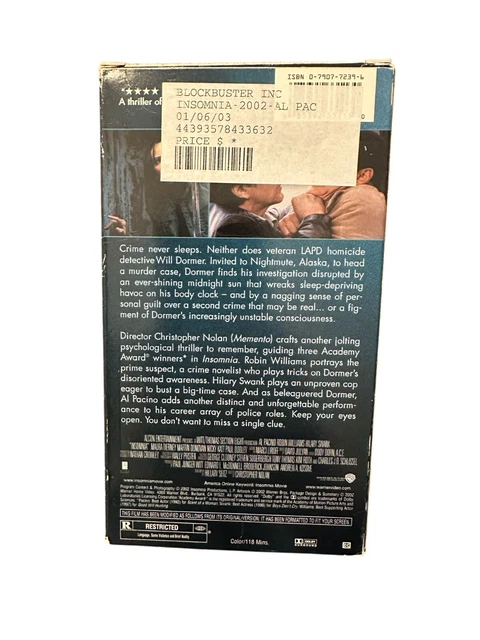INSOMNIA (VHS,2002) Al Pacino Robin Williams Hilary Swank £6.96 ...