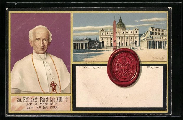 LITHOGRAPHIE ROM, VATIKANSTADT, Sr. Heiligkeit Papst Leo XIII ...