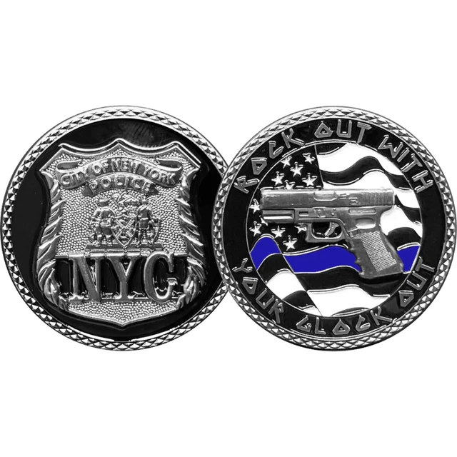 Nypd New York City Police Officer Rock Out Thin Blue Line Flag