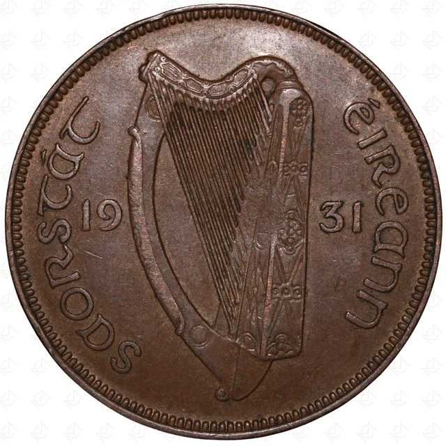 1931 IRELAND 1 Pingin Penny Coin – Bronze £5.00 - PicClick UK