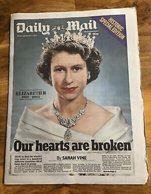 DAILY MAIL 9TH September 2022 Death of Queen Elizabeth II Historic Edn ...