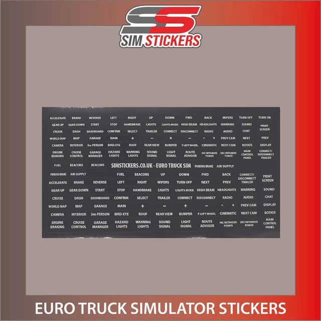 BLACK STICKERS FOR Truck Simulator Button Box/Wheel ET2/ETS BB £6.75 ...