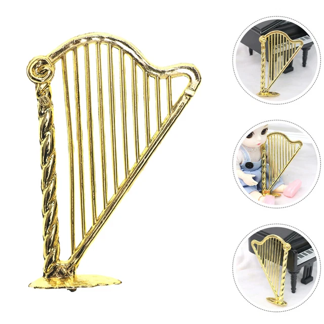 MINI PLASTIC HARP Decorative Instrument Simulation Ornament Musical ...