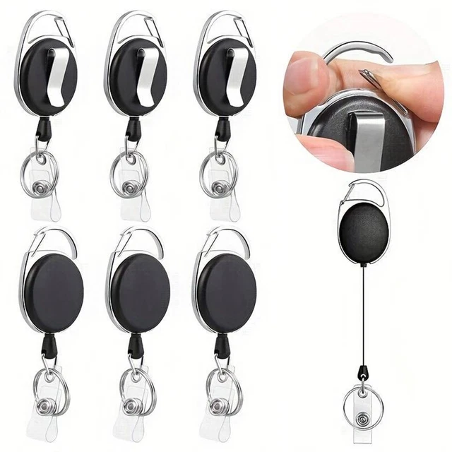 PACK OF 5 Premium Retractable ID Card Badge Reel Ski pass Door Pass ...
