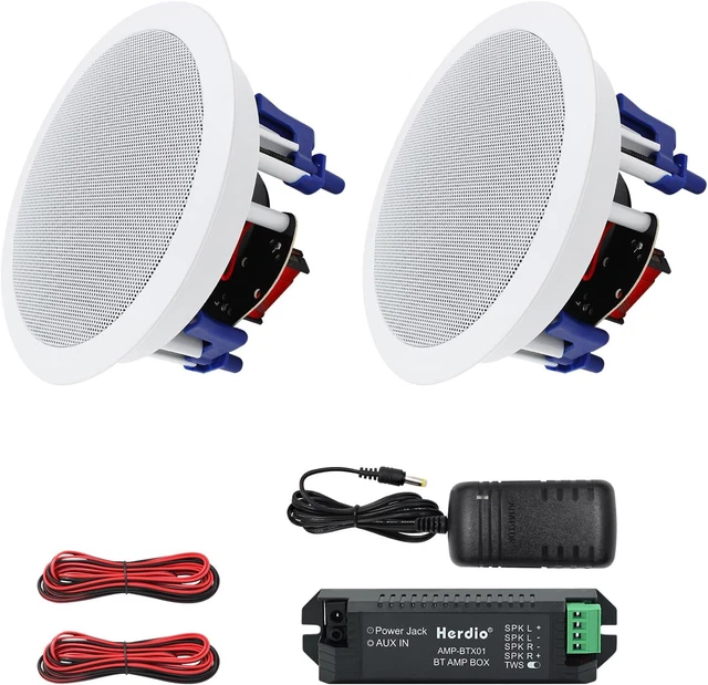 HERDIO 5.25 INCHES 300 Watts Round Bluetooth Ceiling Speakers 2 Way ...