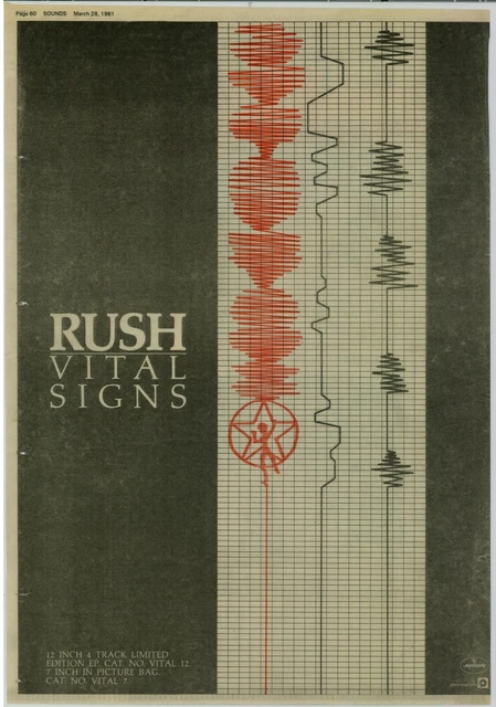 RUSH VITAL SIGNS Album A3 Laminated Sounds Advert UK 1981 EUR 5,34 ...