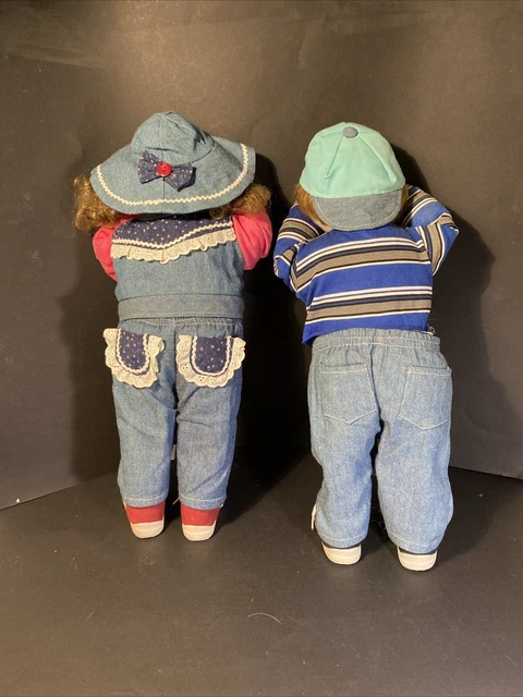 2 VTG TIME Out Hide Seek Doll Lifelike Little Girl Boy 18 Denim Outfit Hats 80.00 PicClick