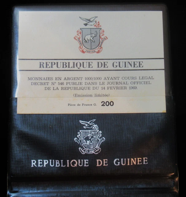 GUINEA: 1970 200 Francs Silver Proof Coin John Robert Kennedy COA ...