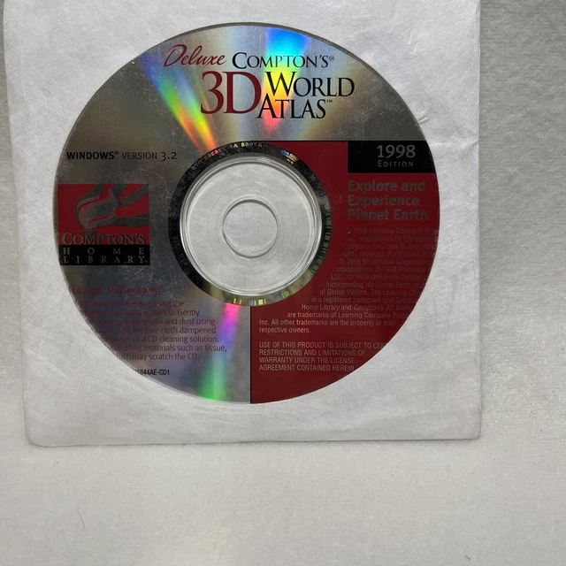 VINTAGE DELUXE COMPTONS 3D World Atlas PC CD ROM Software 1998 $6.99 ...