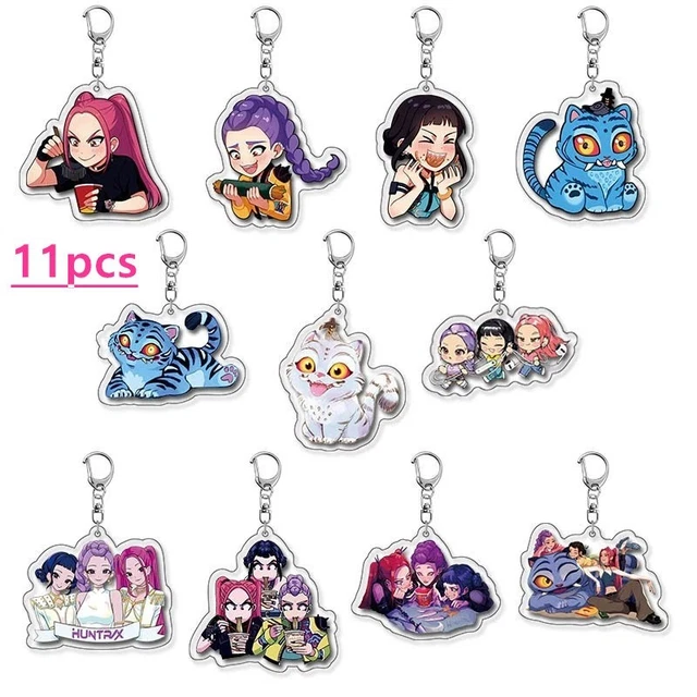 11PCS KPOP DEMON Hunters Keychain Rumi Zoey Mira Sold My Soul Acrylic ...