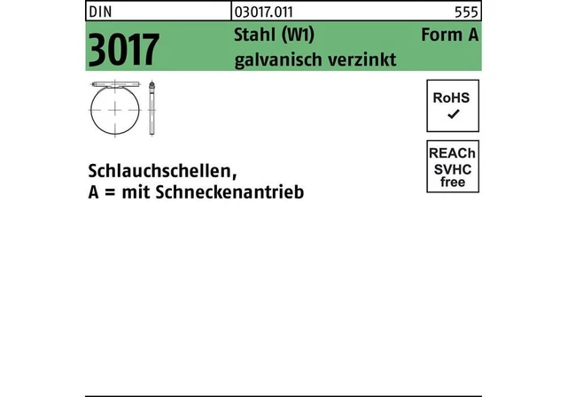 REYHER SCHLAUCHSCHELLE DIN 3017 W1 Form A 30- 45/12 C7 Stahl galvanisch ...