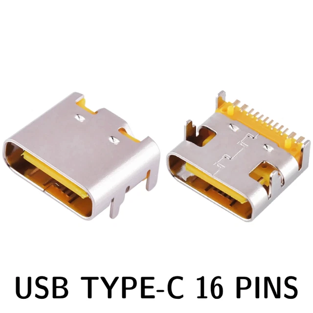 CONNECTEUR USB TYPE-C Femelle 16 Pin Broches à souder Fiche Port Prise ...