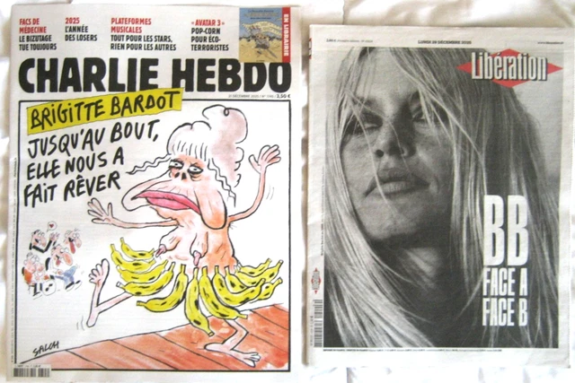 RARE LOT DE 2 journaux avec BRIGITTE BARDOT ( CHARLIE HEBDO et ...