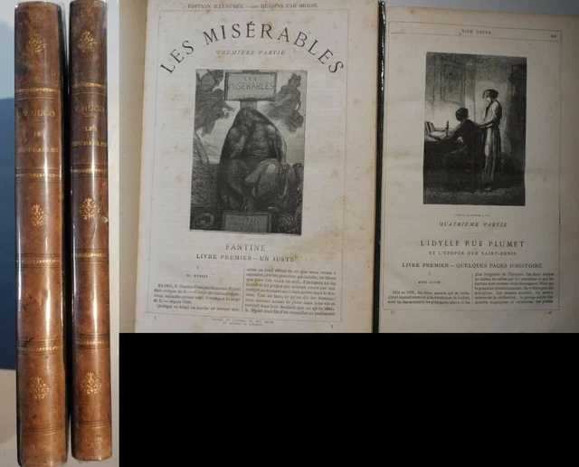 LES MISERABLES - Victor Hugo - 200 dessins par Brion.2 volumes- Hetzel ...