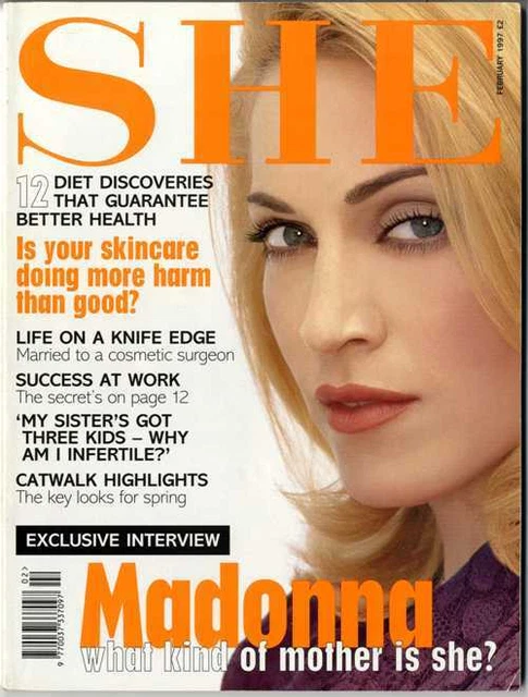 MADONNA SHE UK Cover Magazine February 1997 with 4 page feature £5.95 ...