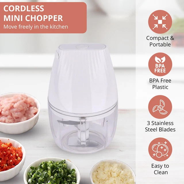 MINI CHOPPER, RECHARGEABLE, Portable and Wireless Battery 1200Mah, 40w ...