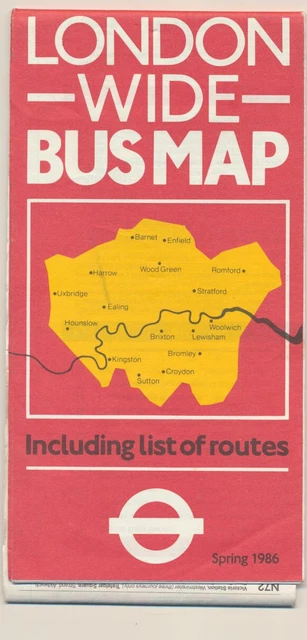 LONDON TRANSPORT = London Wide Bus Map Spring 1986 £2.28 - PicClick UK