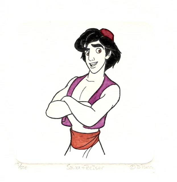 WALT DISNEY ALADDIN 'Aladdin' Hand Painted Ltd Ed Etching $60.00 ...